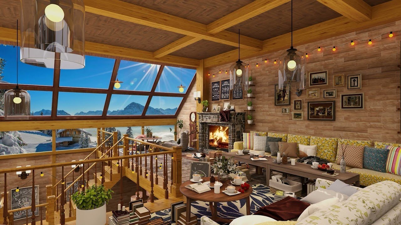 Cozy Winter Coffee Shop Bookstore Ambience ☕ Piano Jazz Music for ...