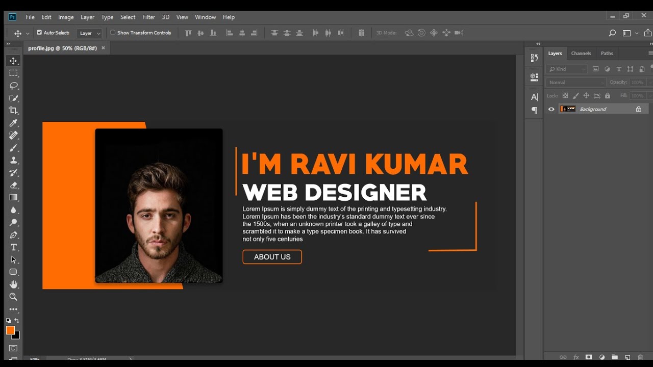 How to Design an Awesome Website Profile in Photoshop - YouTube