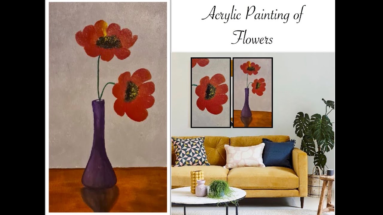 Free hand acrylic painting | one stroke painting | step by step ...