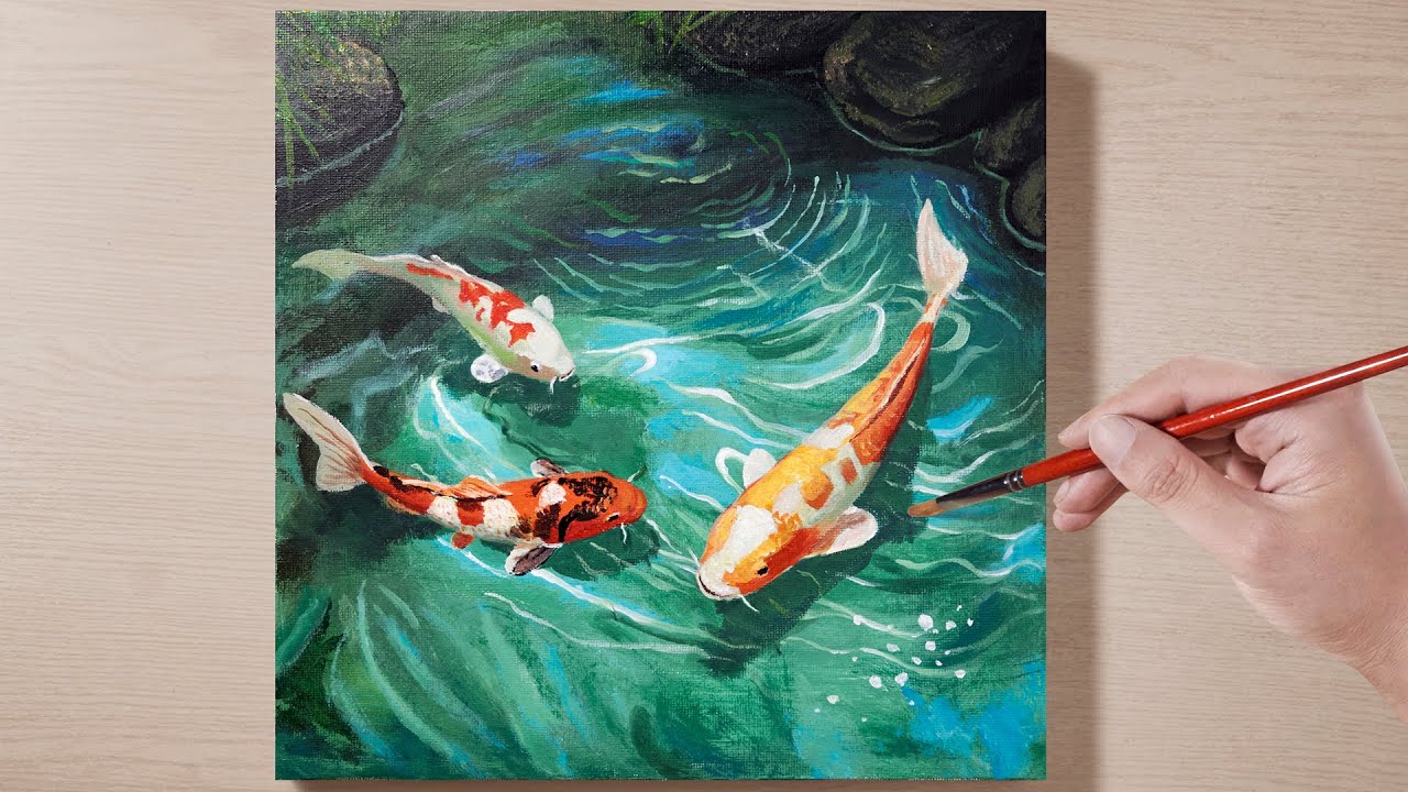 How to Paint Koi Fish in a Stream | Acrylic Painting Tutorial - YouTube