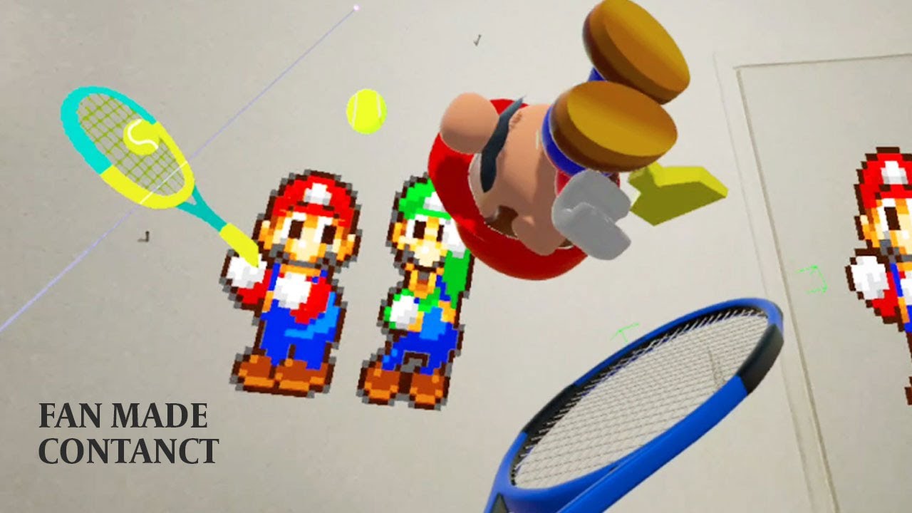 I created a funny Mario Tennis Mixed Reality Game using Figmin XR - YouTube