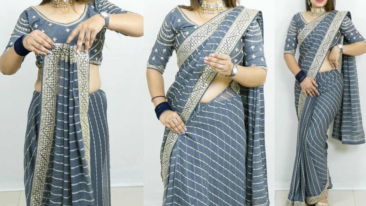 Very easy way to drape saree for wedding & functions | How to make ...
