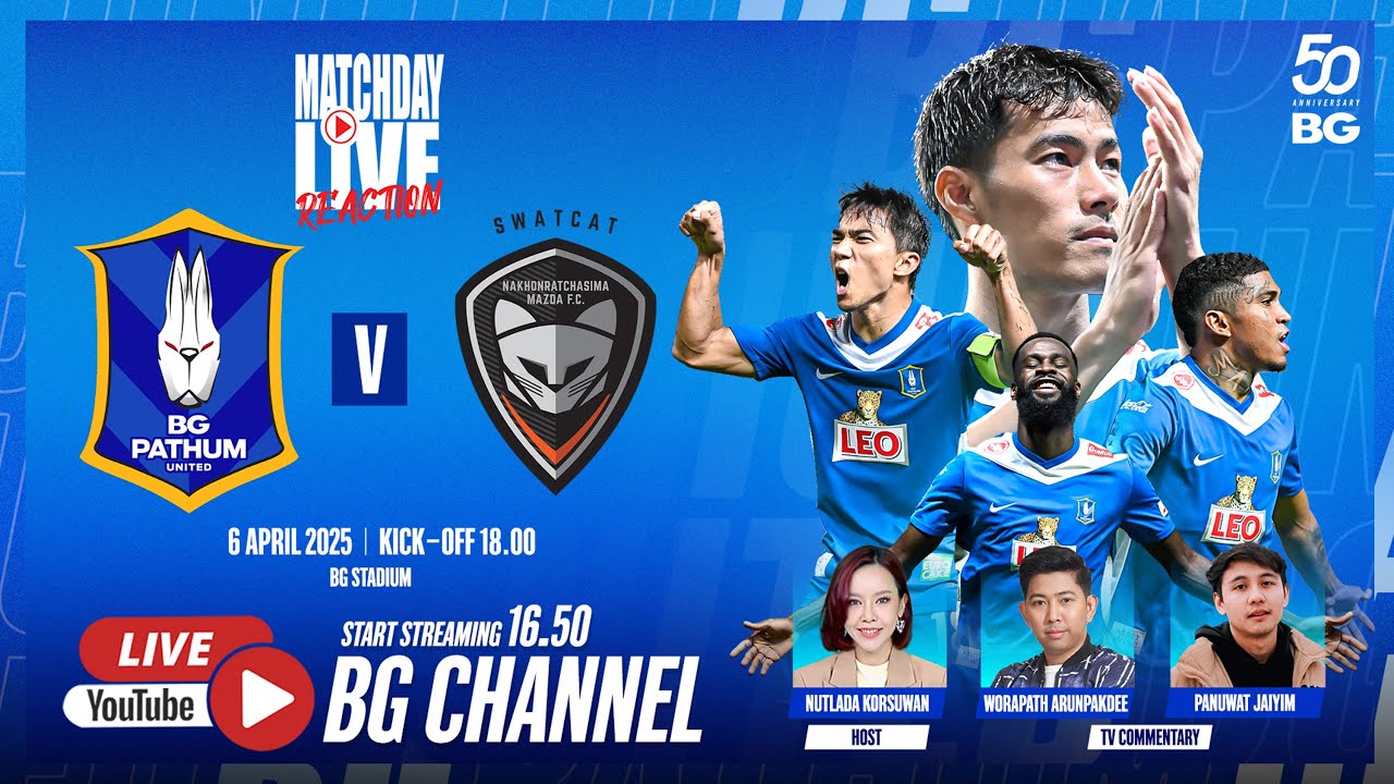 MATCHDAY LIVE REACTION : BG Pathum United vs Nakhonratchasima Mazda FC ...
