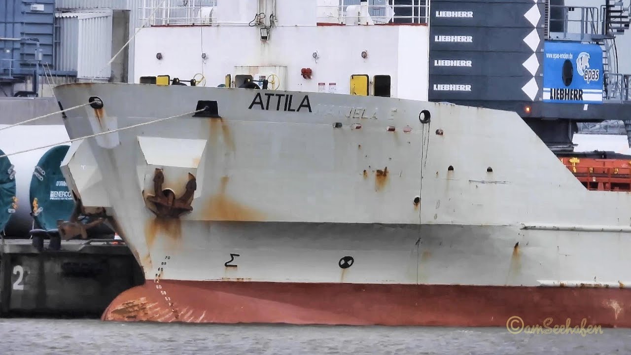 Frachtschiff ATTILA KüMo coaster cargo seaship epas Emden Nordkai ZDSQ3 ...