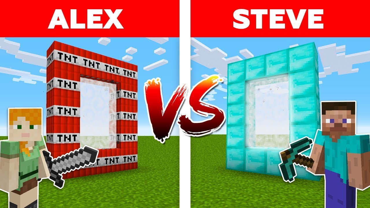 Minecraft - DIAMOND PORTAL vs TNT PORTAL / Alex vs Steve Part 7 - YouTube