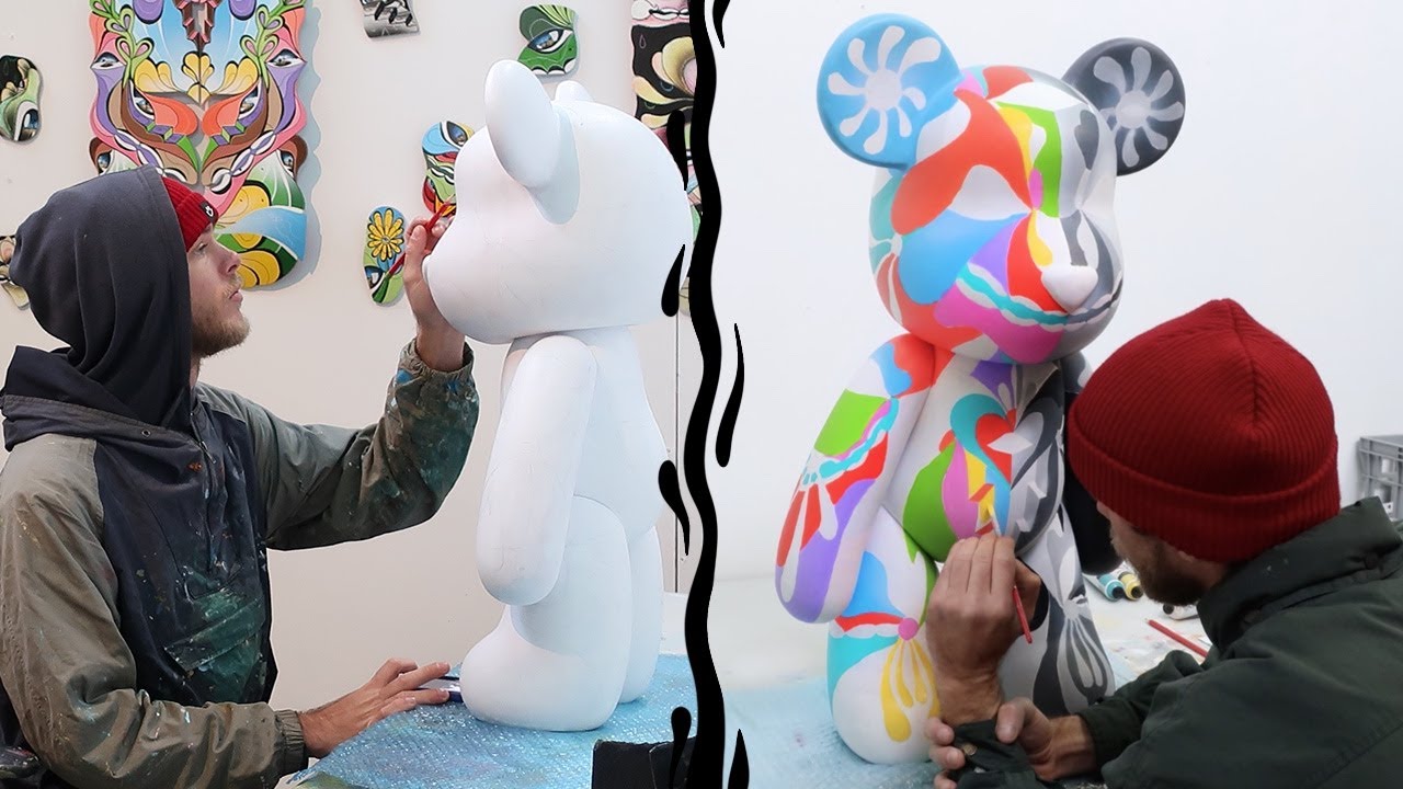 Custom painting a HUGE collectable art toy! - YouTube