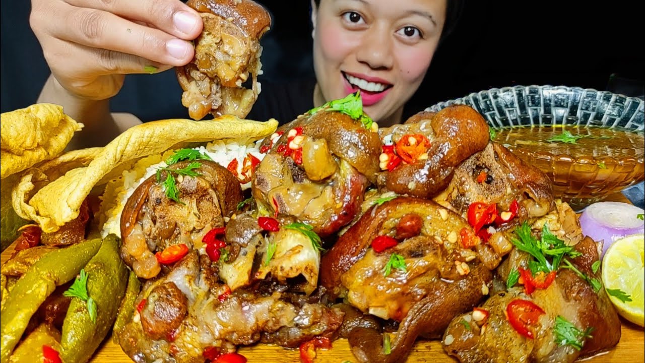 SPICY BRAISED PORK LEG (PIG LEG) WITH RICE,EXTRA GRAVY,POINTED GOURD ...