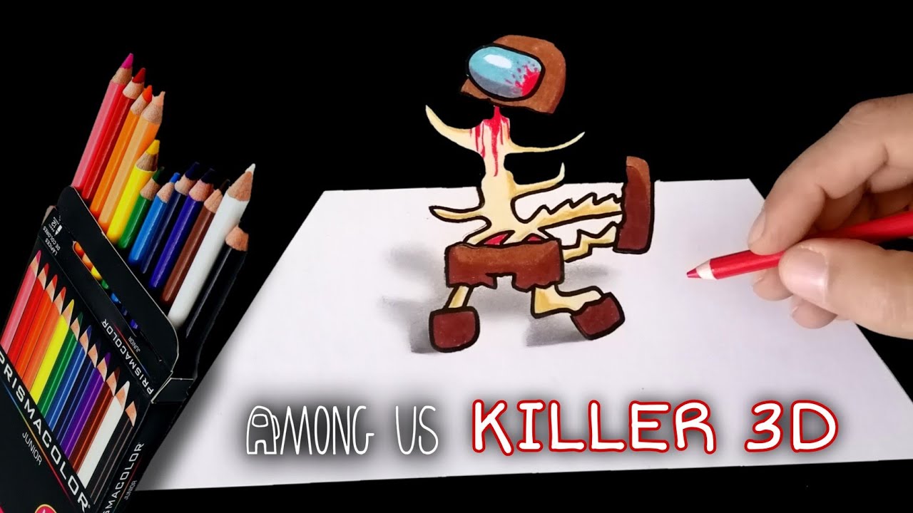 COMO DIBUJAR A KILLER EN 3D | AMONG US | PASO A PASO | how to draw ...