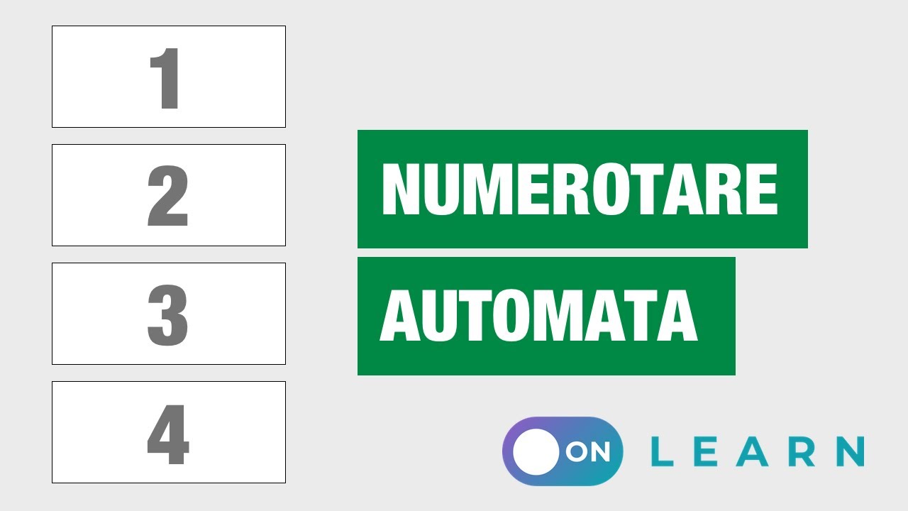 Numerotare automata in Excel - YouTube