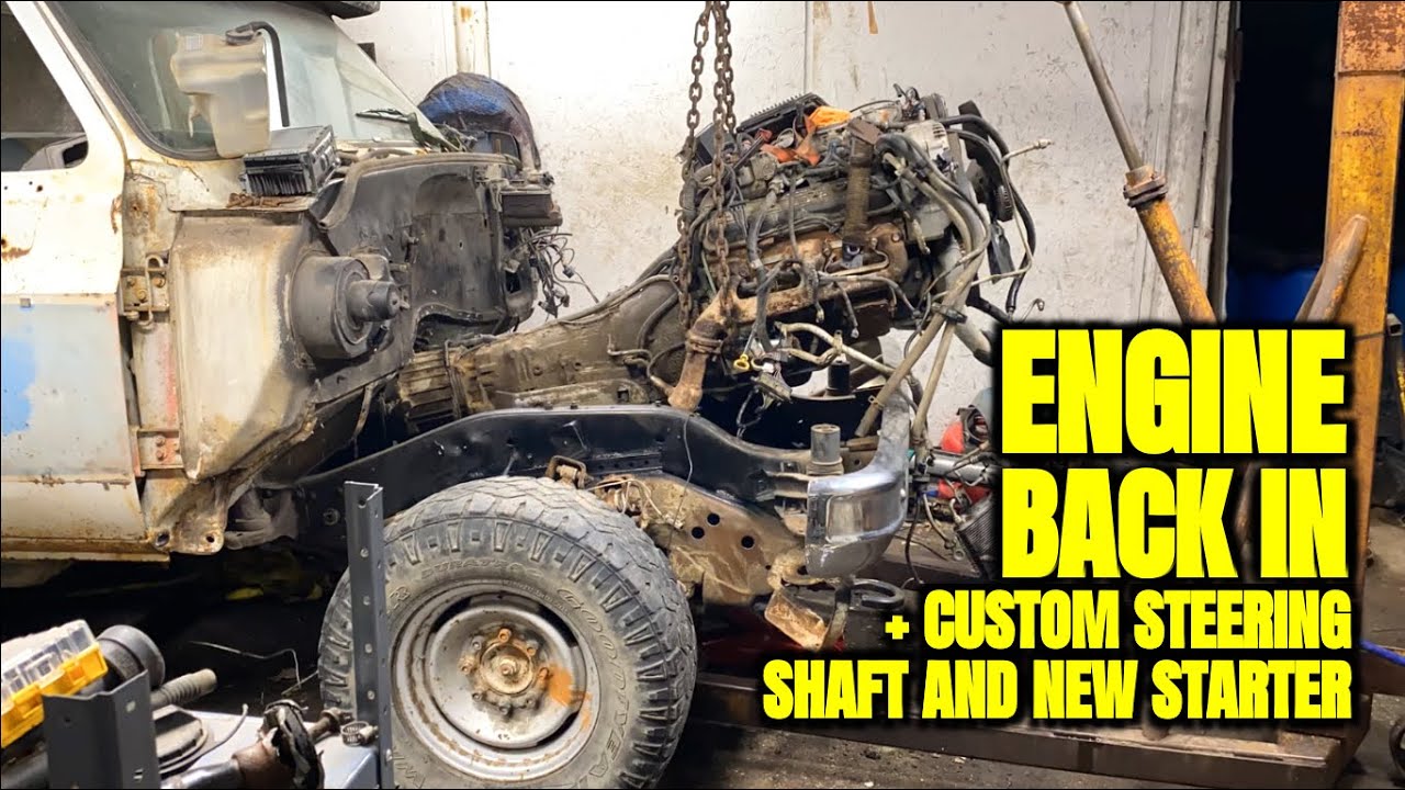 Engine back in, plus custom steering shaft and starter - YouTube