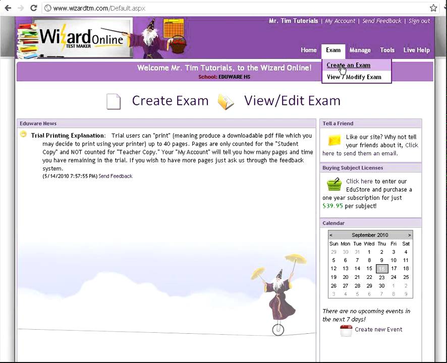 WizardTM.com Creating a New Exam - YouTube