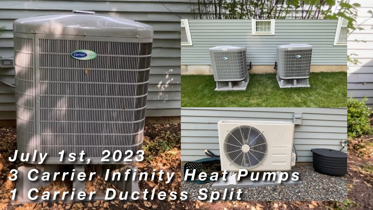 3 2020 Carrier Infinity 16 Heat Pumps Running and 1 2019 Carrier Mini ...