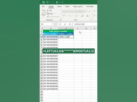 Hide phone number in excel - YouTube