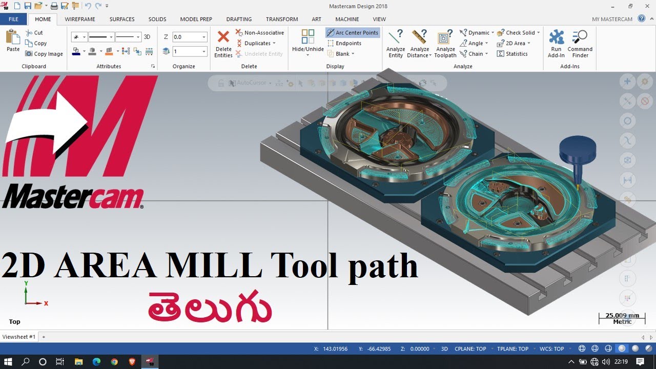 2d Area mill mastercam Telugu #mastercam #mastercamprogramming #CAM # ...