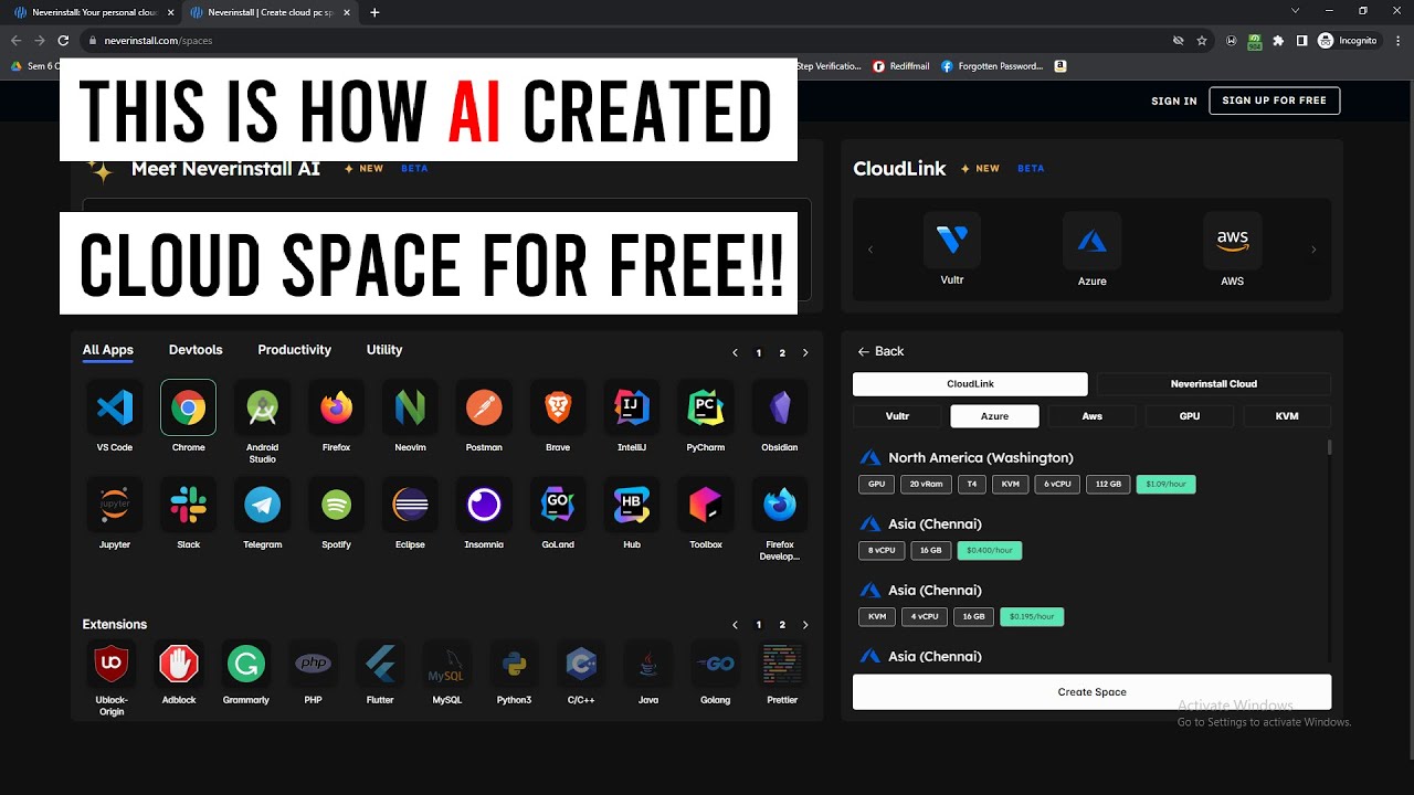 CREATE FREE RDP/CLOUD PC USING AI FOR FREE!!! - YouTube