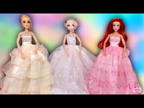 Elsa Rapunzel Mermaid Barbie Morning Routine Bunk Bed Shower Breakfast  . New dress for Barbie