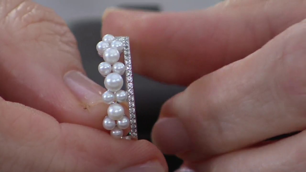 Honora Sterling Silver Cultured Pearl & White Topaz Ring on QVC - YouTube