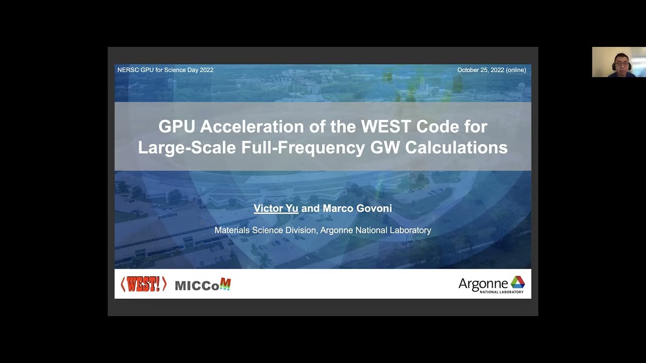 GPU Accleration of the WEST Code for Large-Scale Full-Frequency GW Calculations - YouTube