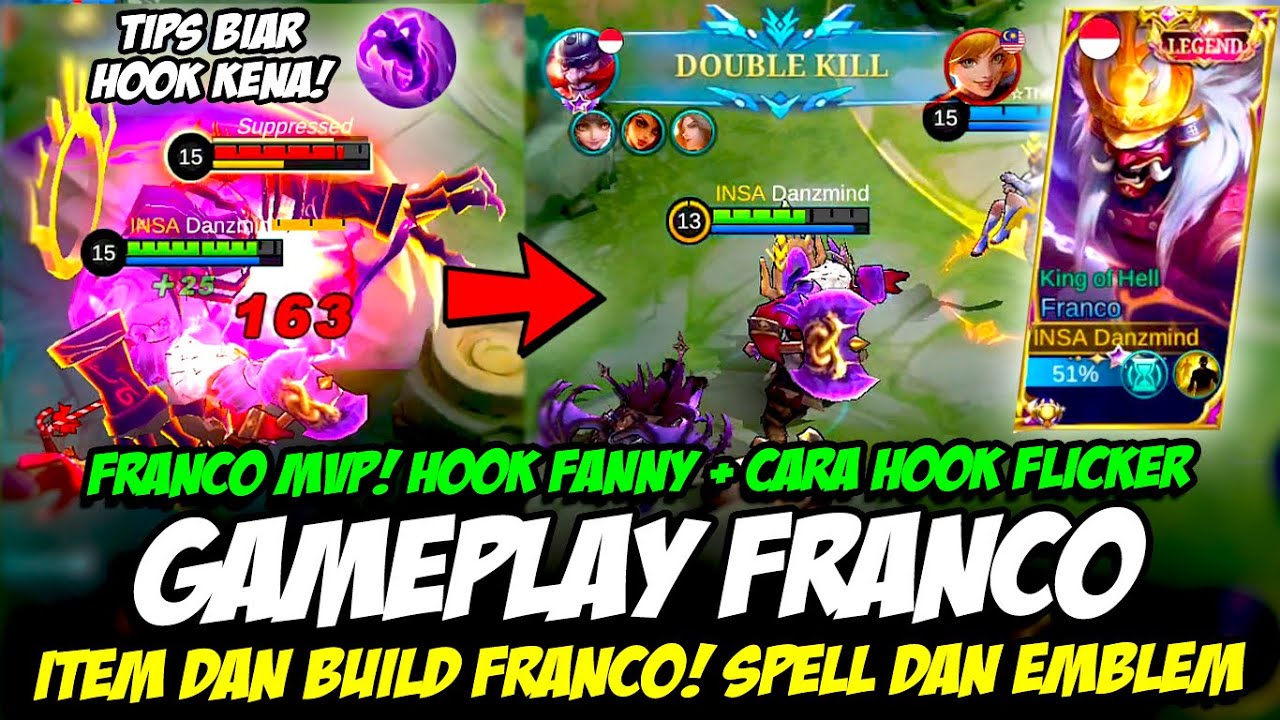 TUTORIAL FRANCO LEGEND SKIN CARA MAIN FRANCO HOOK FLICKER ITEM & BUILD FRANCO GAMEPLAY FRANCO ...