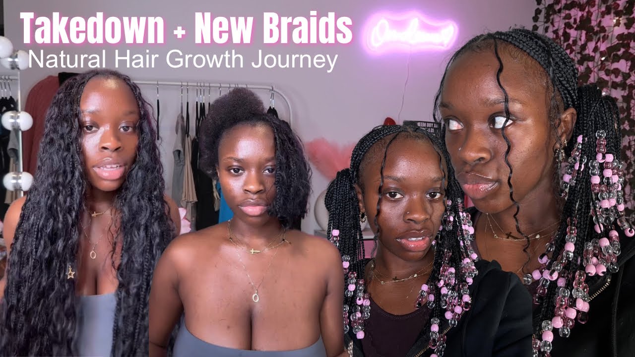Taking Down My 2 Month Old Knotless Braids + Getting New Ones + Thin ...