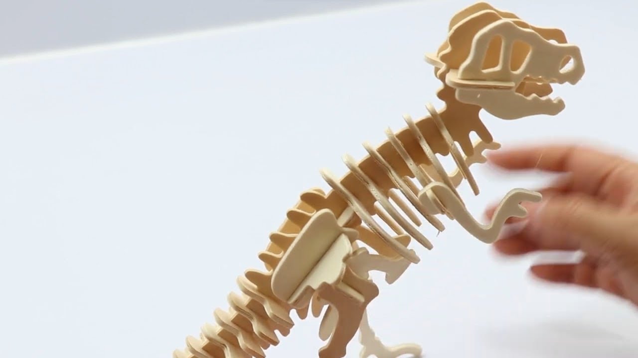 3D Wooden Puzzle Craft Tyrannosaurus - YouTube