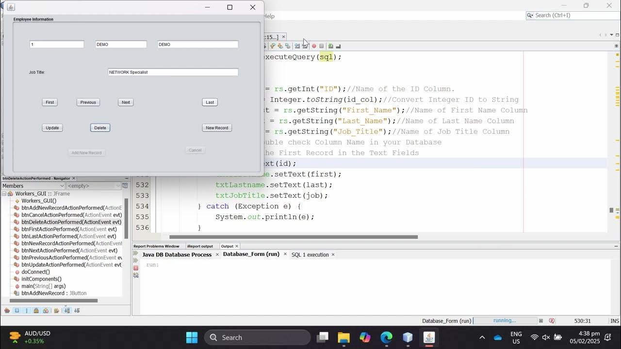 JAVA DB NETBEANS PART 6 Delete Functionality - YouTube
