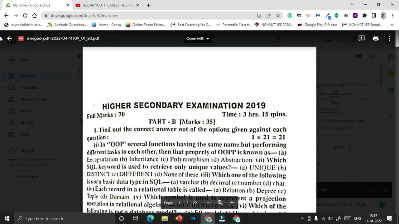 Class 12 Computer Science WBCHSE Previous Year Solution - YouTube