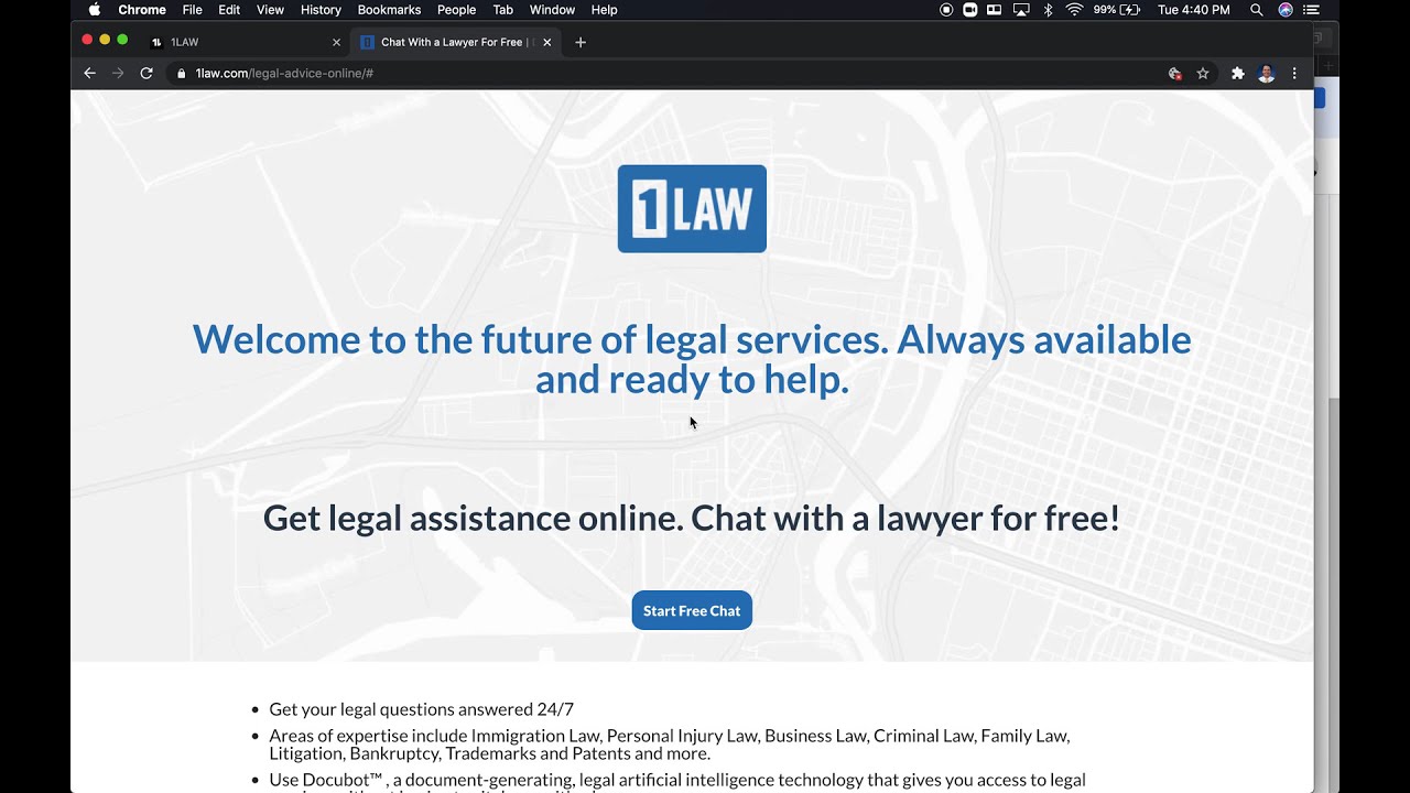 1LAW Free Legal Chat part 1 - YouTube