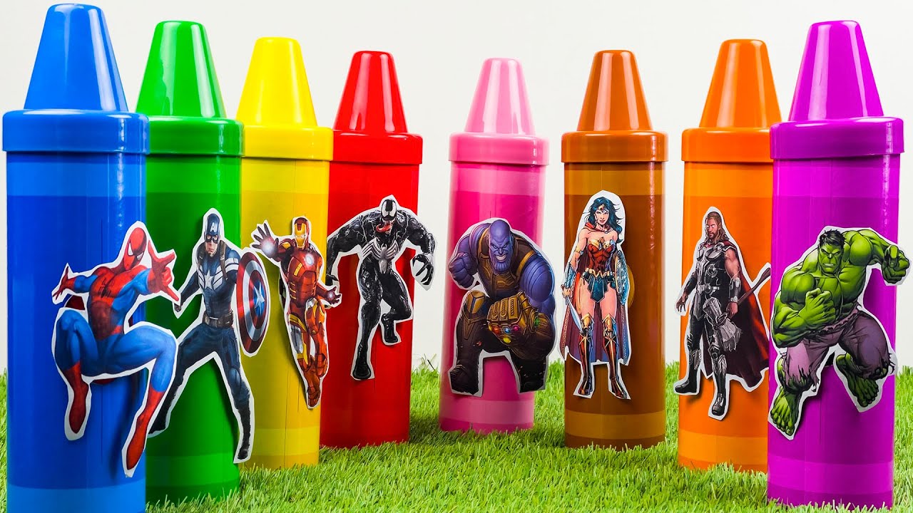 AVENGERS SUPERHERO CRAYON TOYS ASMR :Spiderman, Ironman,Hulk,Thor ...