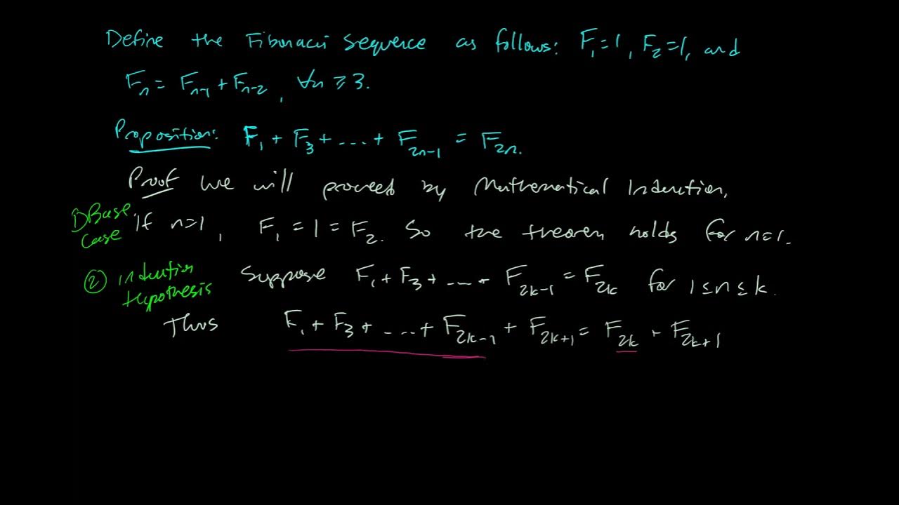 Proving the Sum of Odd Numbered Fibonacci Numbers with Mathematical Induction - YouTube
