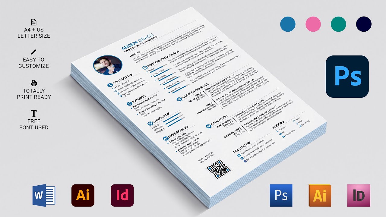 CV/Resume and Business Cards are created using Adobe Photoshop updated ...