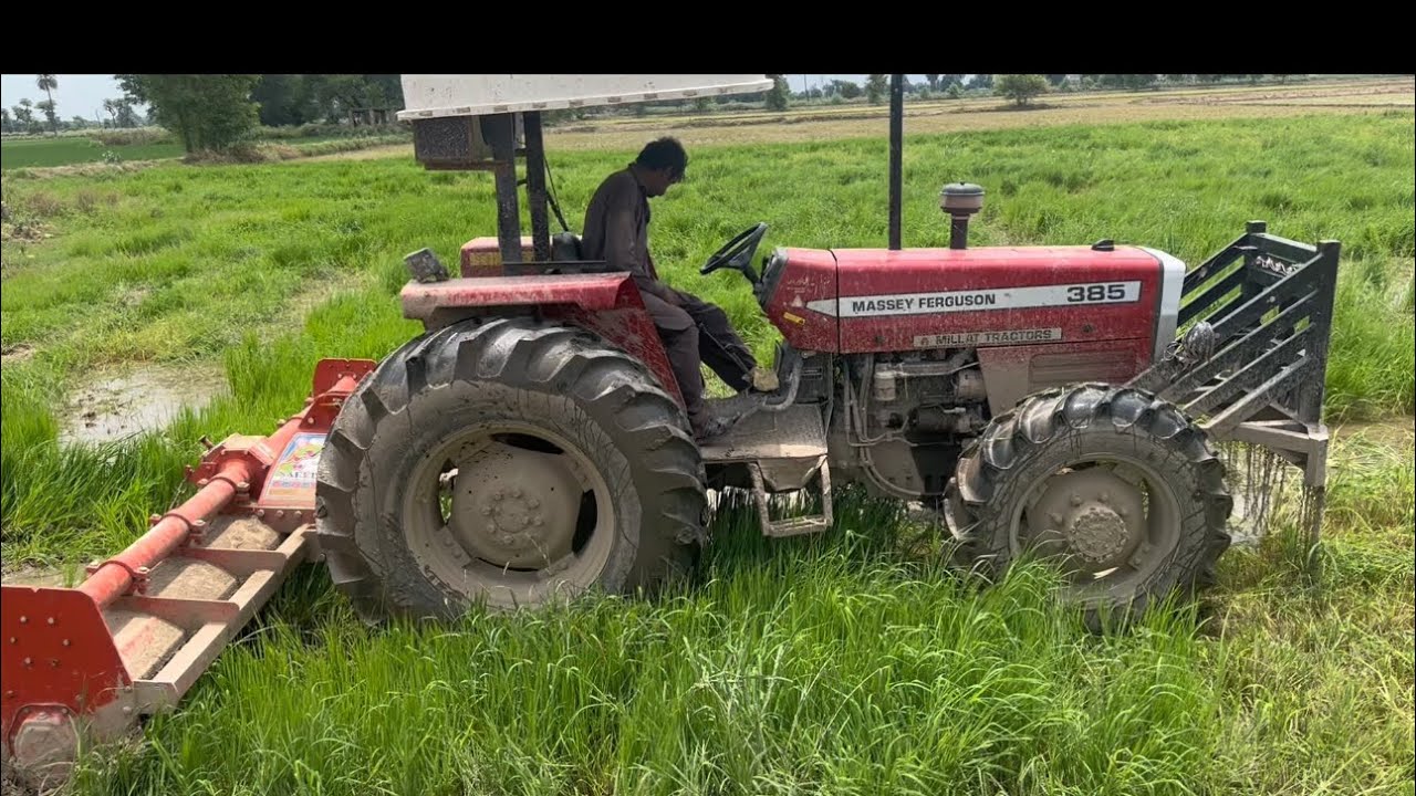 MF 385 4x4 with 90 cutter big rotavator 🔥 - YouTube