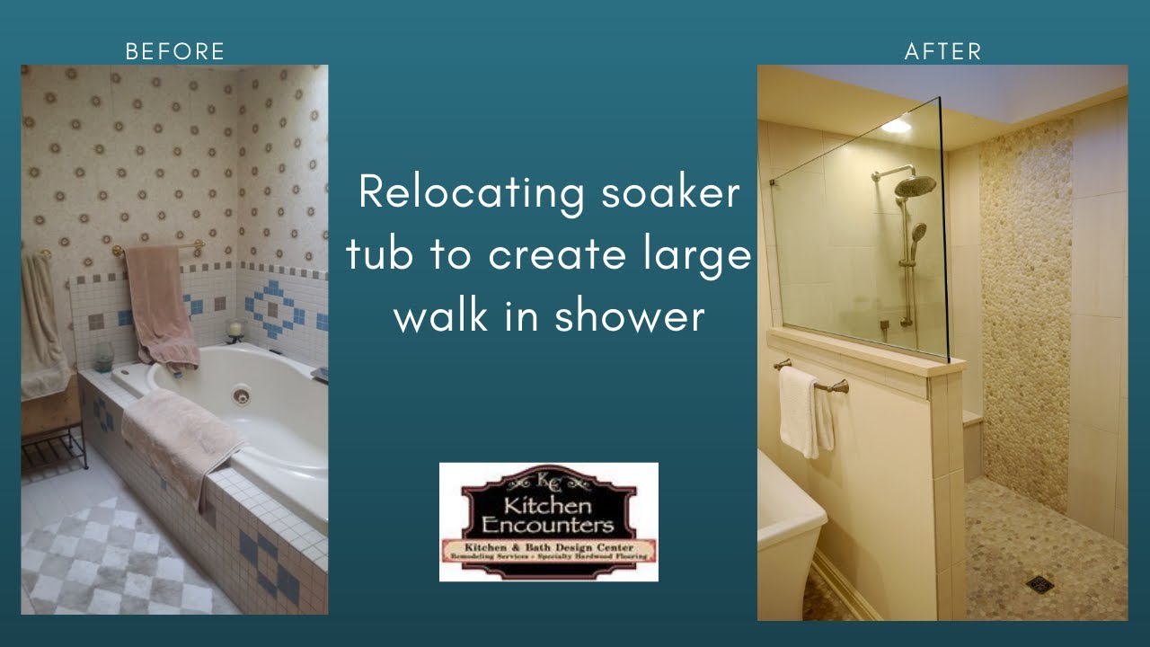 Relocating soaker tub for a large walk in shower - YouTube