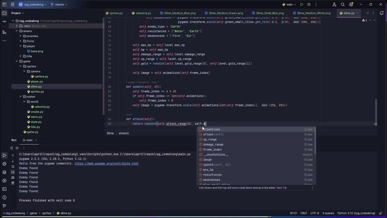 Pygame Rpg Codealong 06 Creating Enemies Youtube