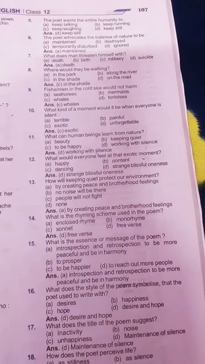 Chapter wise Multiple Choice Questions (MCQS) || All Poems of Class ...