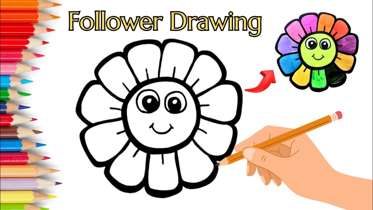 Let's Draw Cute Flower Drawing Easy Coloring and step by step Painting ...