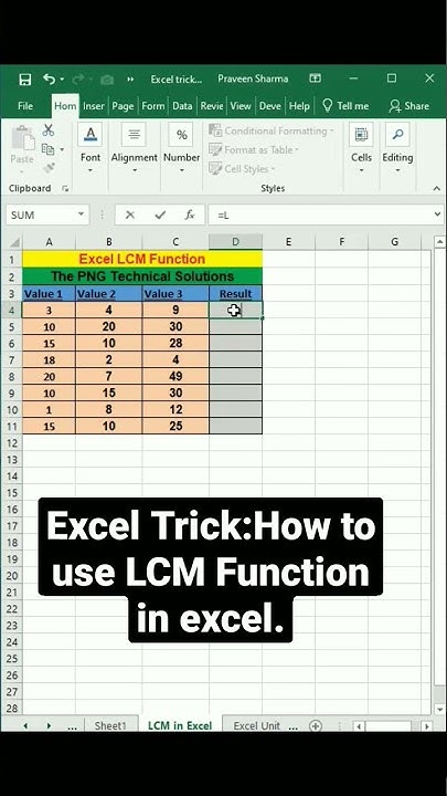 Excel Trick:How to use LCM Function in excel. - YouTube