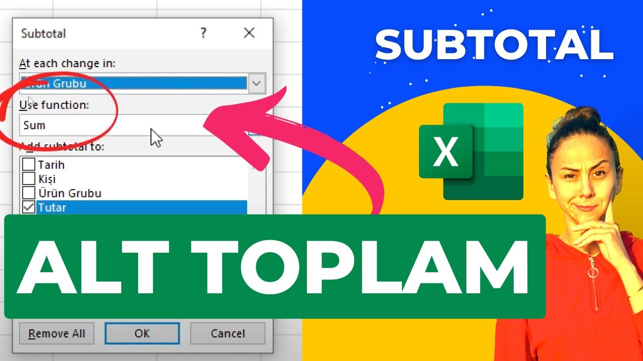 Excel ALT TOPLAM Formülü Kullanımı (SUBTOTAL) - YouTube
