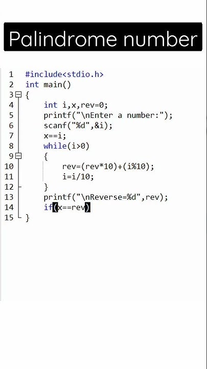 Palindrome Number C Programming Shorts Cprogramming Clanguage Youtube 