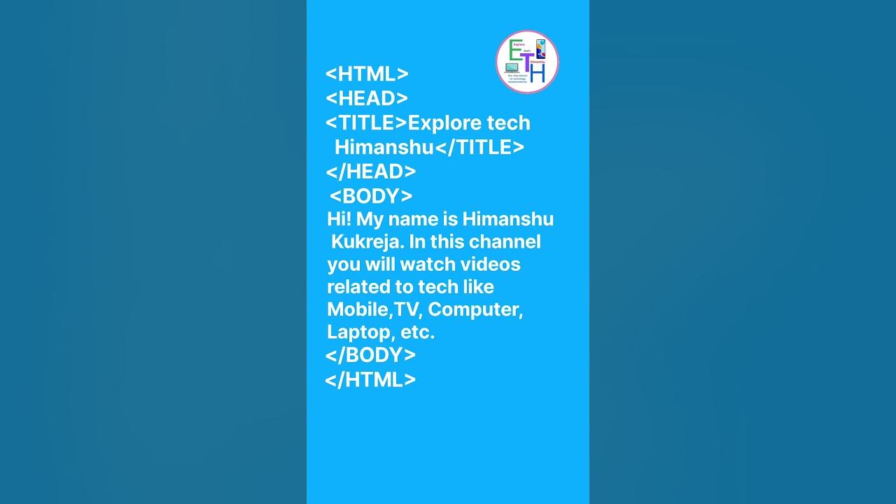 Basic structure of HTML. - YouTube