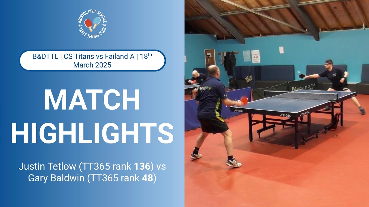 MATCH HIGHLIGHTS | Justin Tetlow vs Gary Baldwin | B&DTTL Prem | 2025 ...