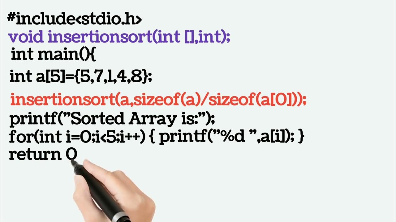 c/c++ Program to sort an array using insertion sort - YouTube