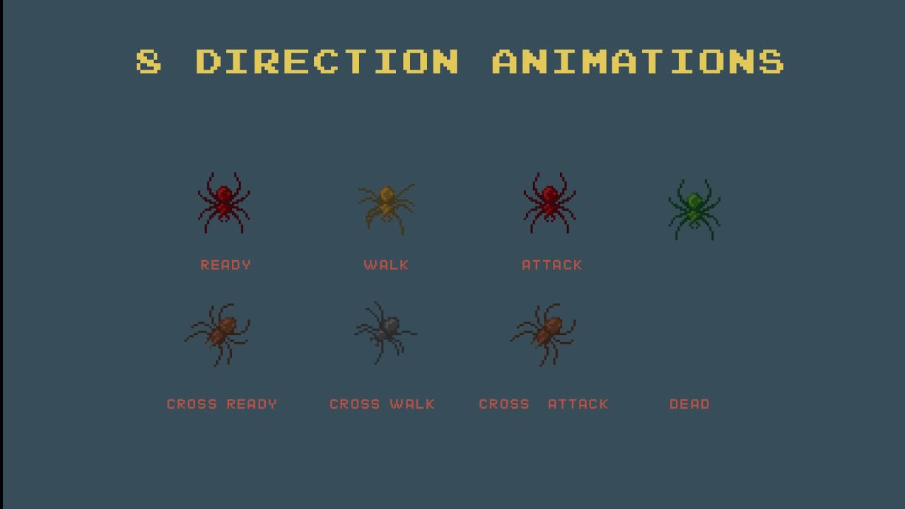 Spider Pixel Art Character Game Asset - YouTube