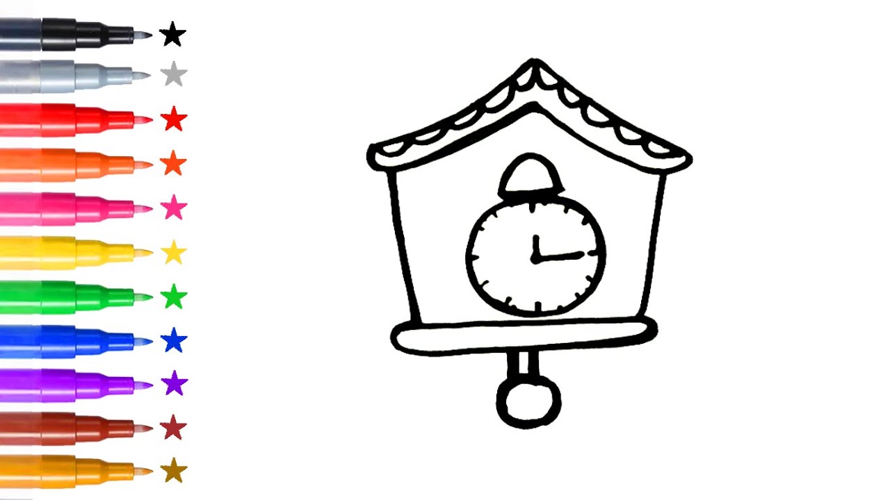 Drawing and coloring a cuckoo clock 🕰️🕓 - YouTube