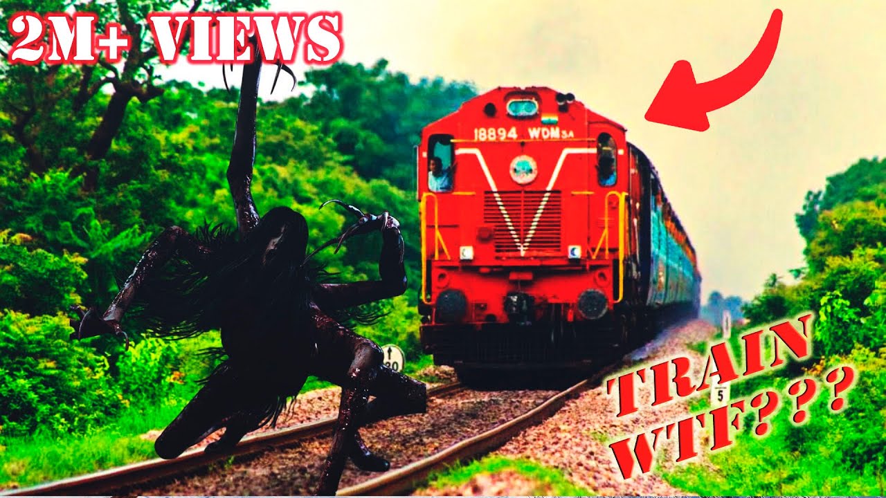 Animated monster on track try not to stop the high speed train and ...