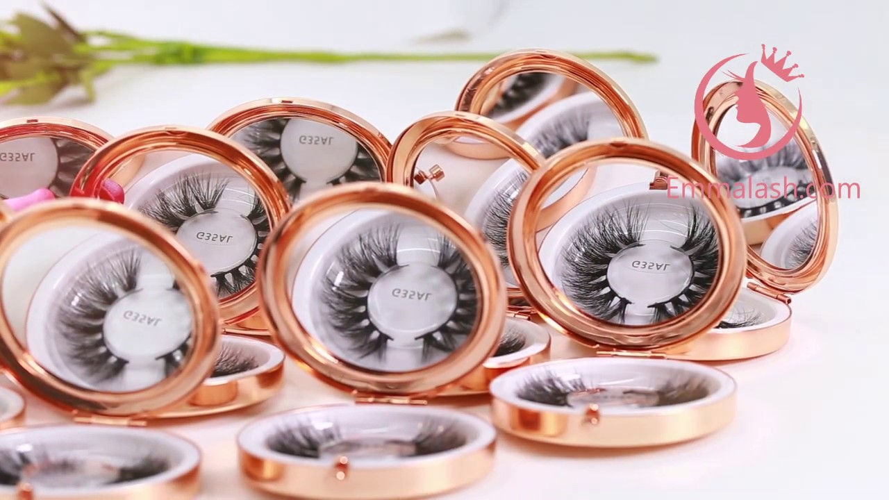 Rose gold diamond case with natural 3D mink eyelash from eyelashes ...