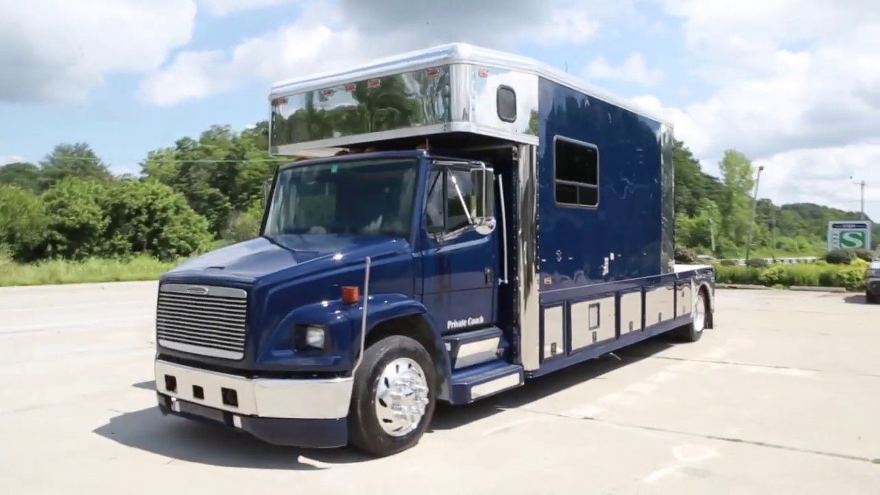 2000 Blue Freightliner FL70 Renegade Sportdeck Toterhome - YouTube