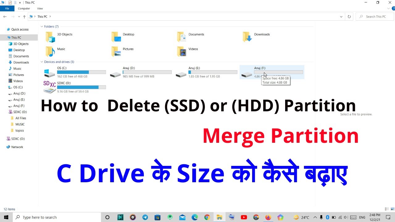 How To Delete SSD Or HDD Partition Merge Partition Increase C how-to-delete-ssd-or-hdd-partition-merge-partition-increase-c