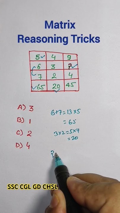 Matrix Reasoning Tricks | Find the Missing Number | Reasoning Tricks for SSC CGL GD CHSL CRPF ...
