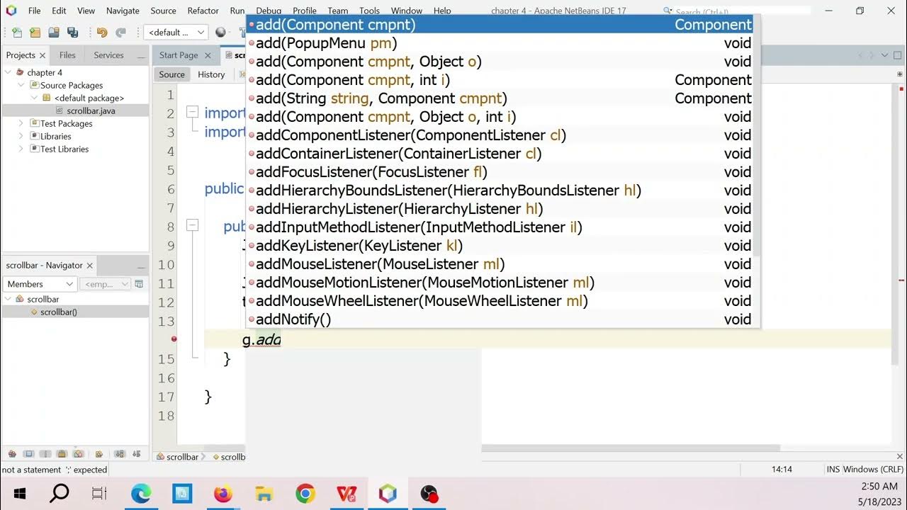 Java Swing Jscrollbar And Adjustmentlistener Youtube